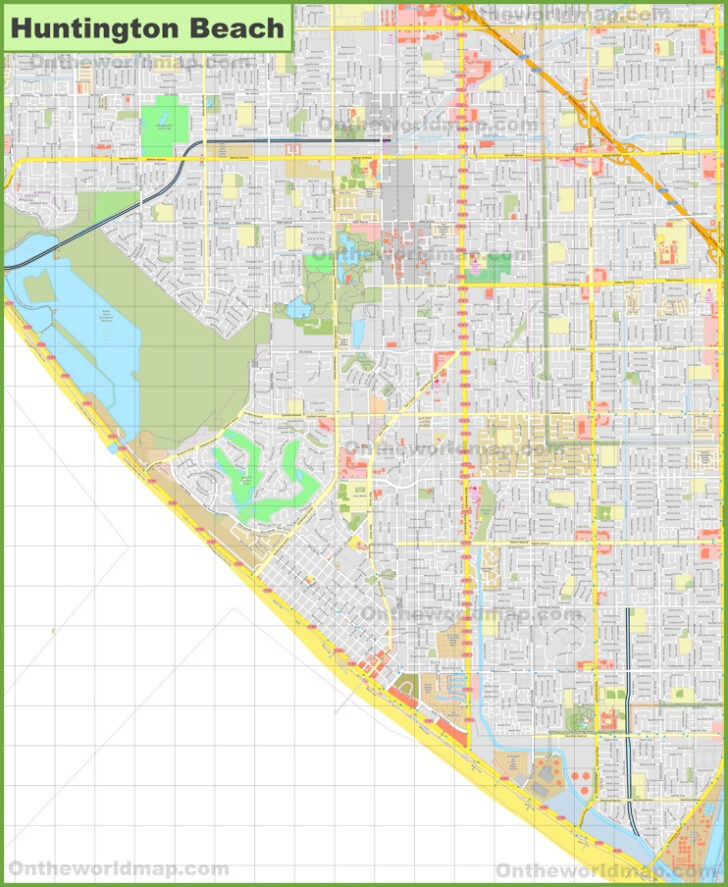 Large Detailed Map Of Huntington Beach | Beach Map