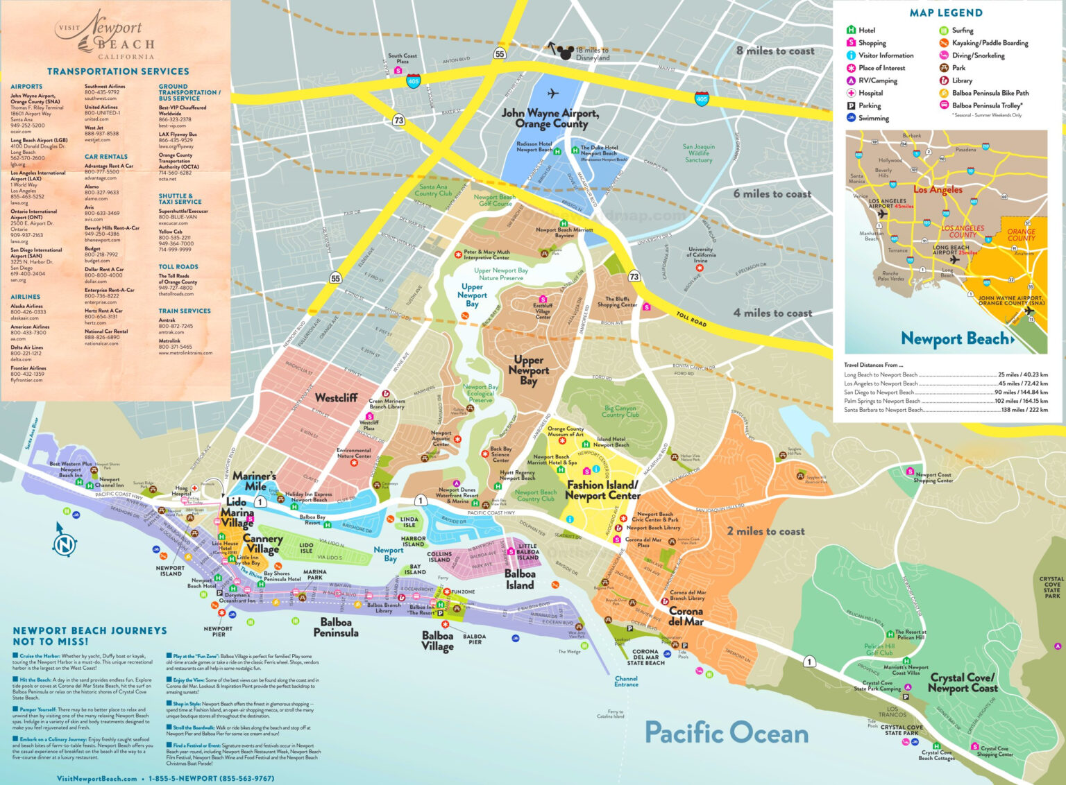 Newport Beach Tourist Map | Beach Map
