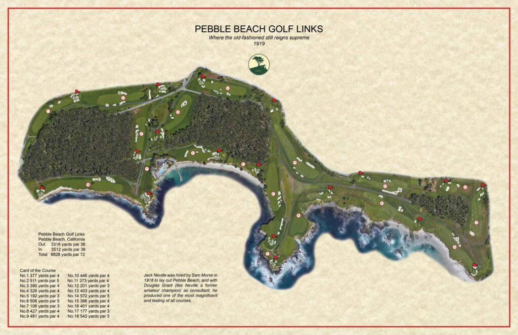 Pebble Beach Vintage Golf Course Maps | Beach Map